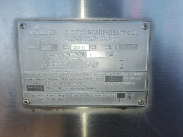 #DD2385 - DEC 4,000 gallon tank - ID – Dairy Dealer LLC